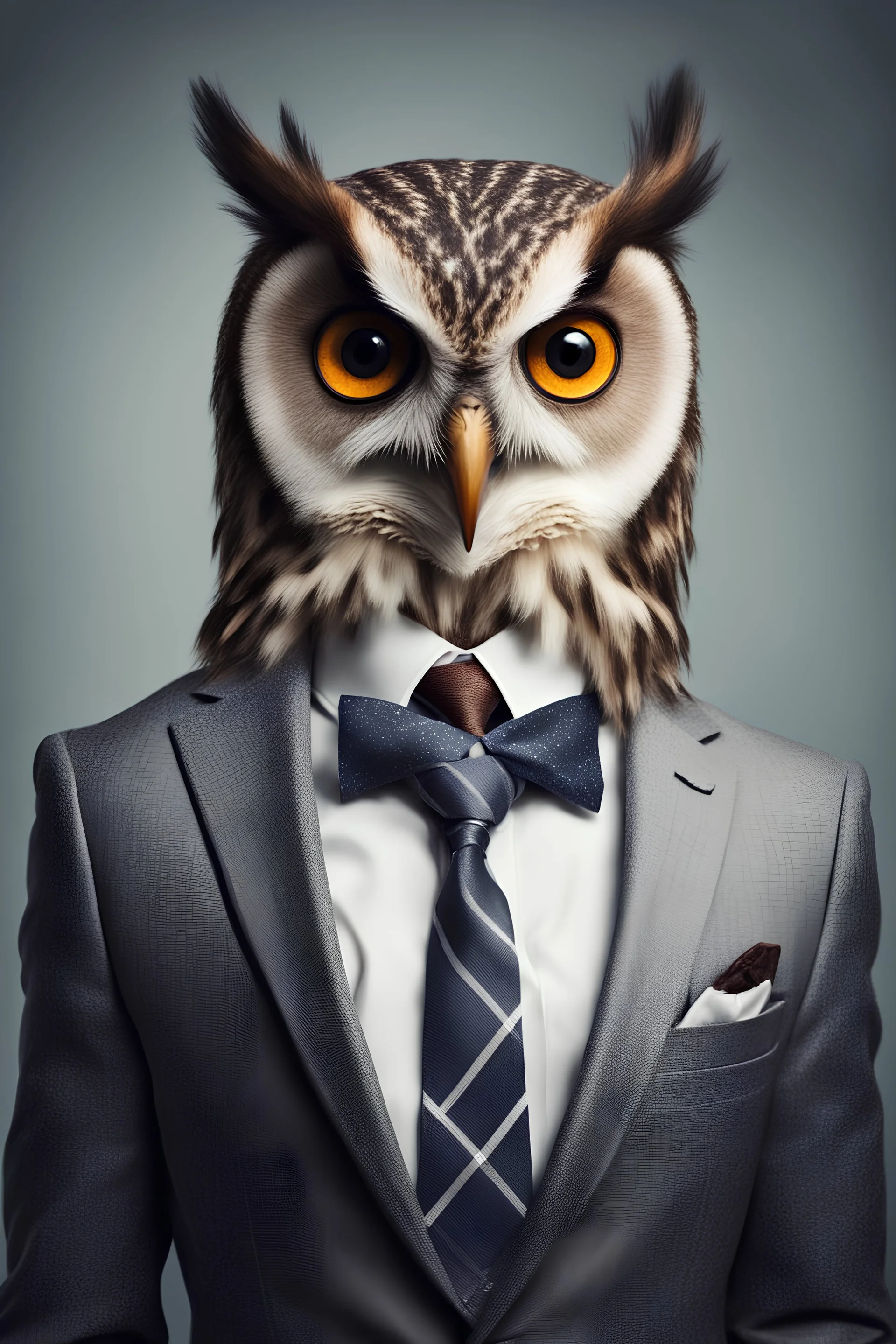 "Owl dressed in an elegant suit with a ni..." | @Templat on Stablecog