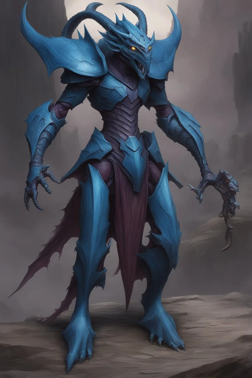 "blue humanoid dragonoid in purple illith..." | @nobody1 on Stablecog