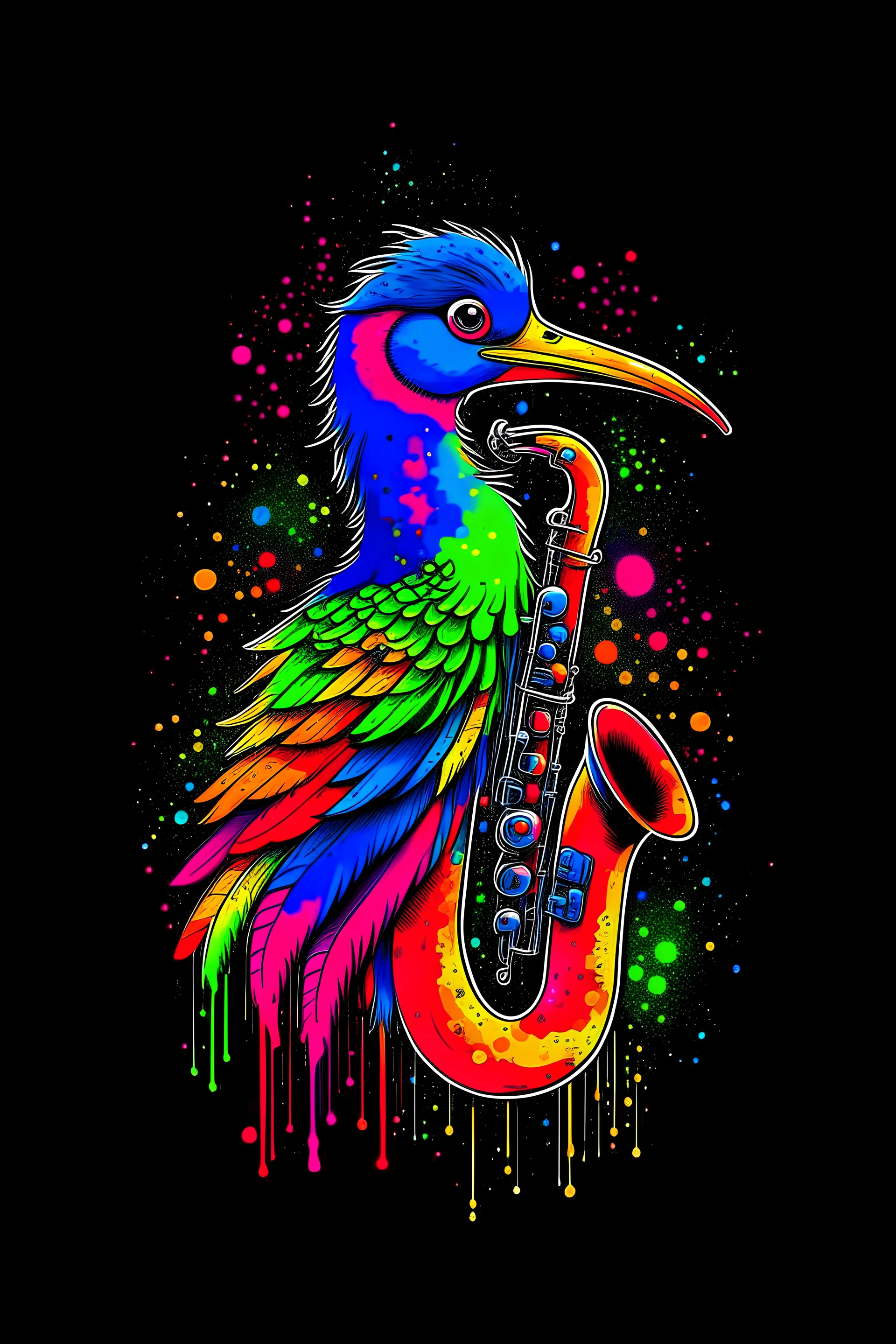 "A black rainbow bird playing the saxo..." | Gallery | Stablecog