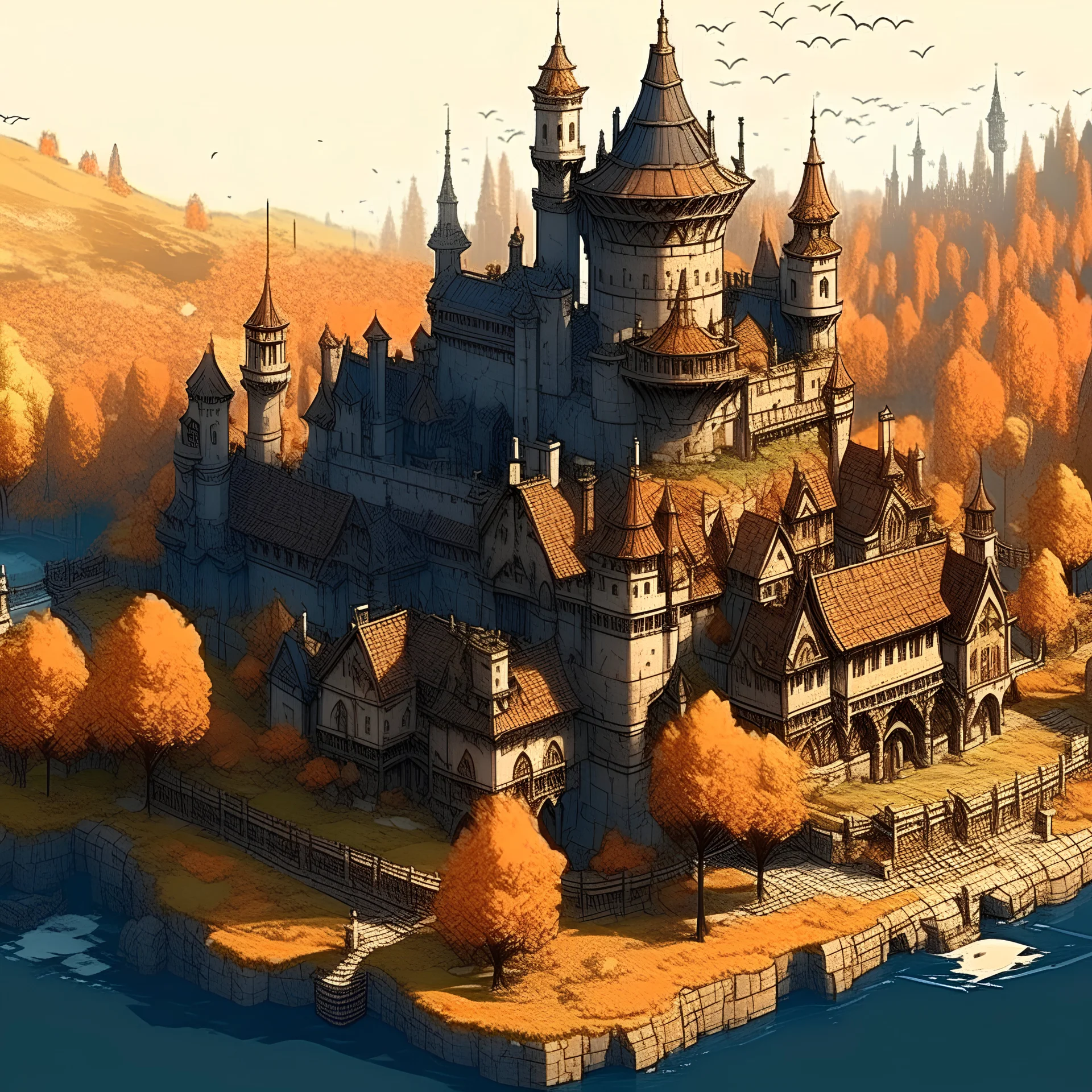 "autumn giant castle map perspective from..." | Gallery | Stablecog