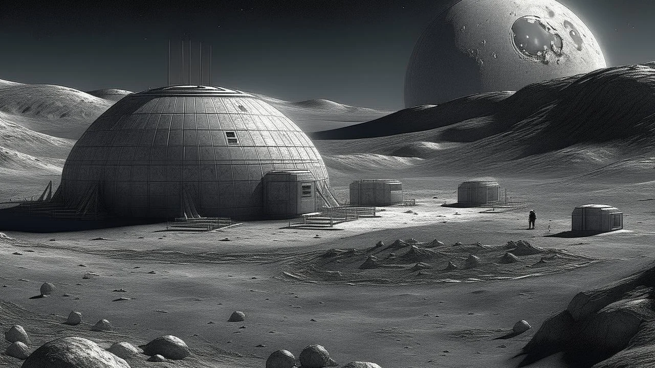 Secret alien base on the moon, photorealistic draw... | Gallery