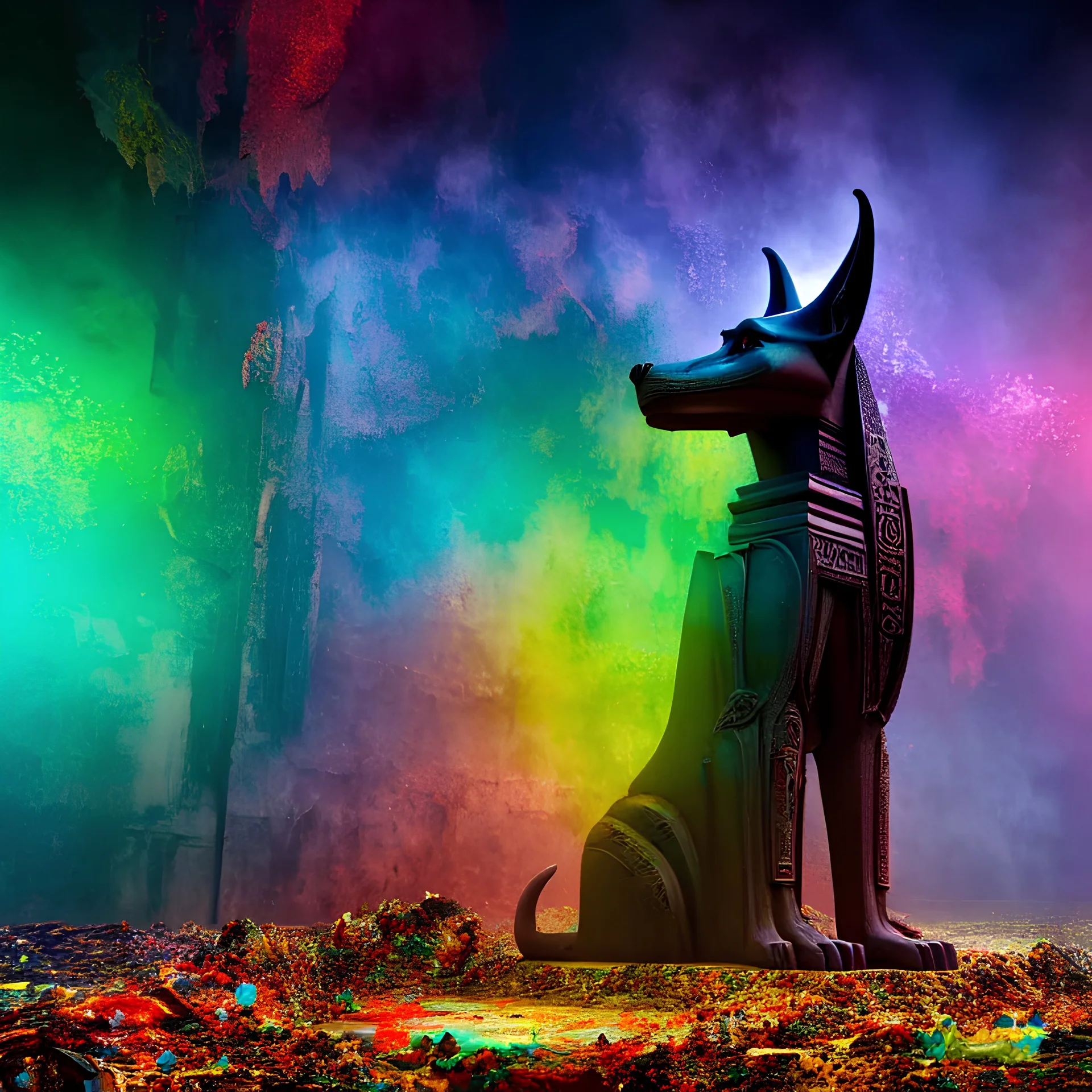 "Dark fantasy Anubis statue covered in co..." | Gallery | Stablecog