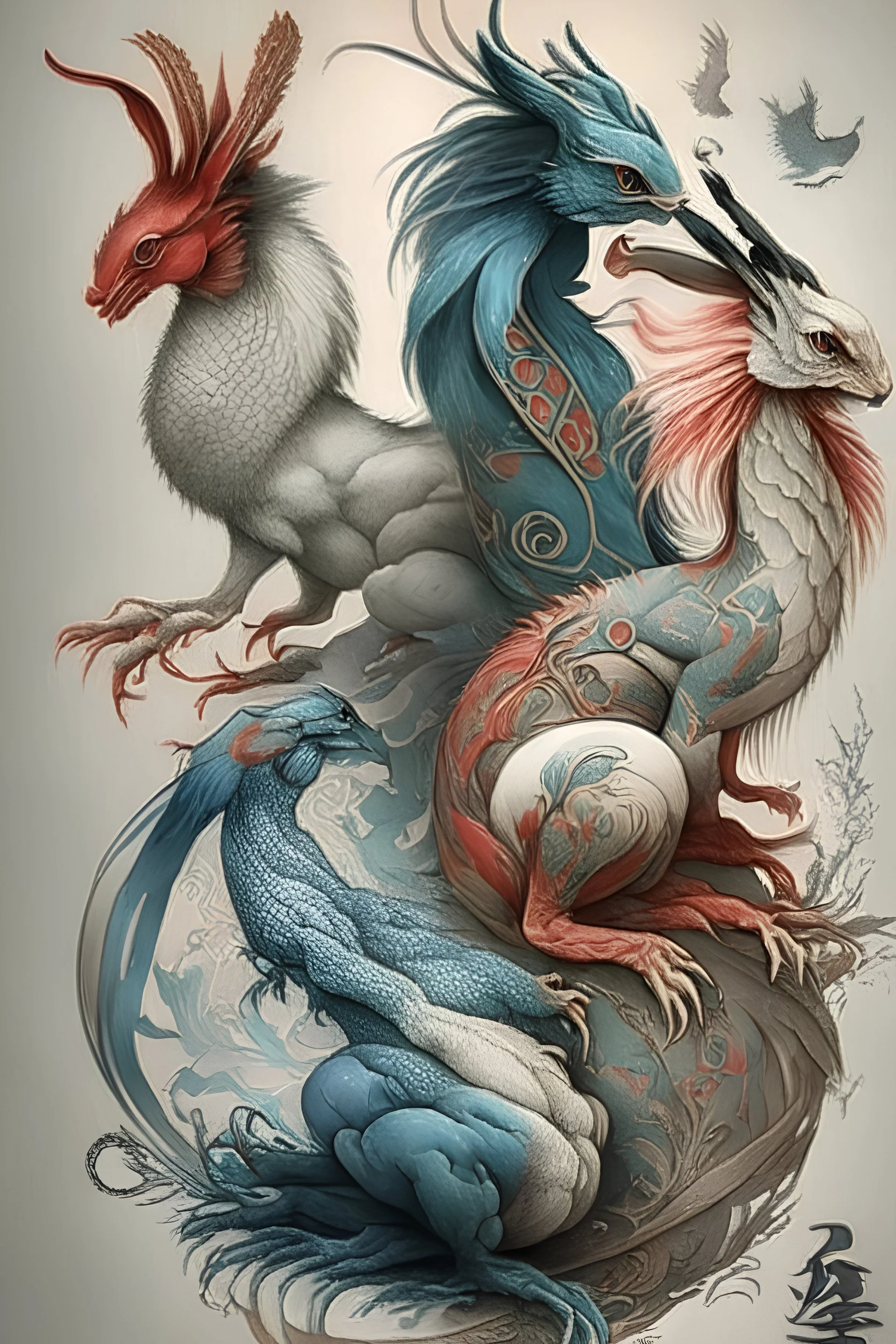 "dragon, rooster and rabbit as separat..." | Gallery | Stablecog