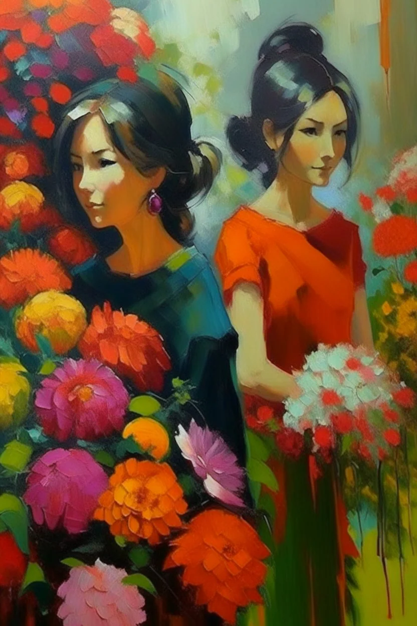 Çiçekli kadın yağlı boya | Gallery