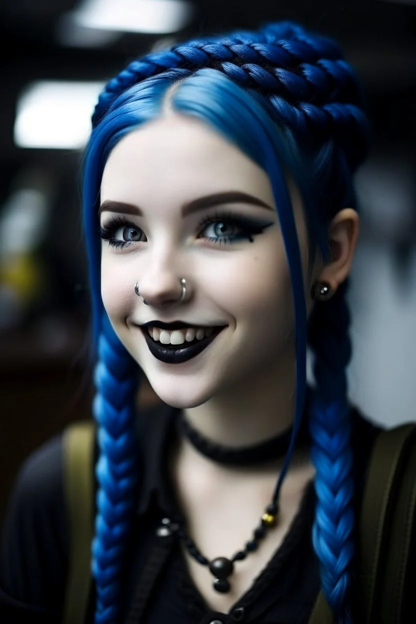 "Pale girl, braided pigtails, dark makeup..." | @Menine on Stablecog