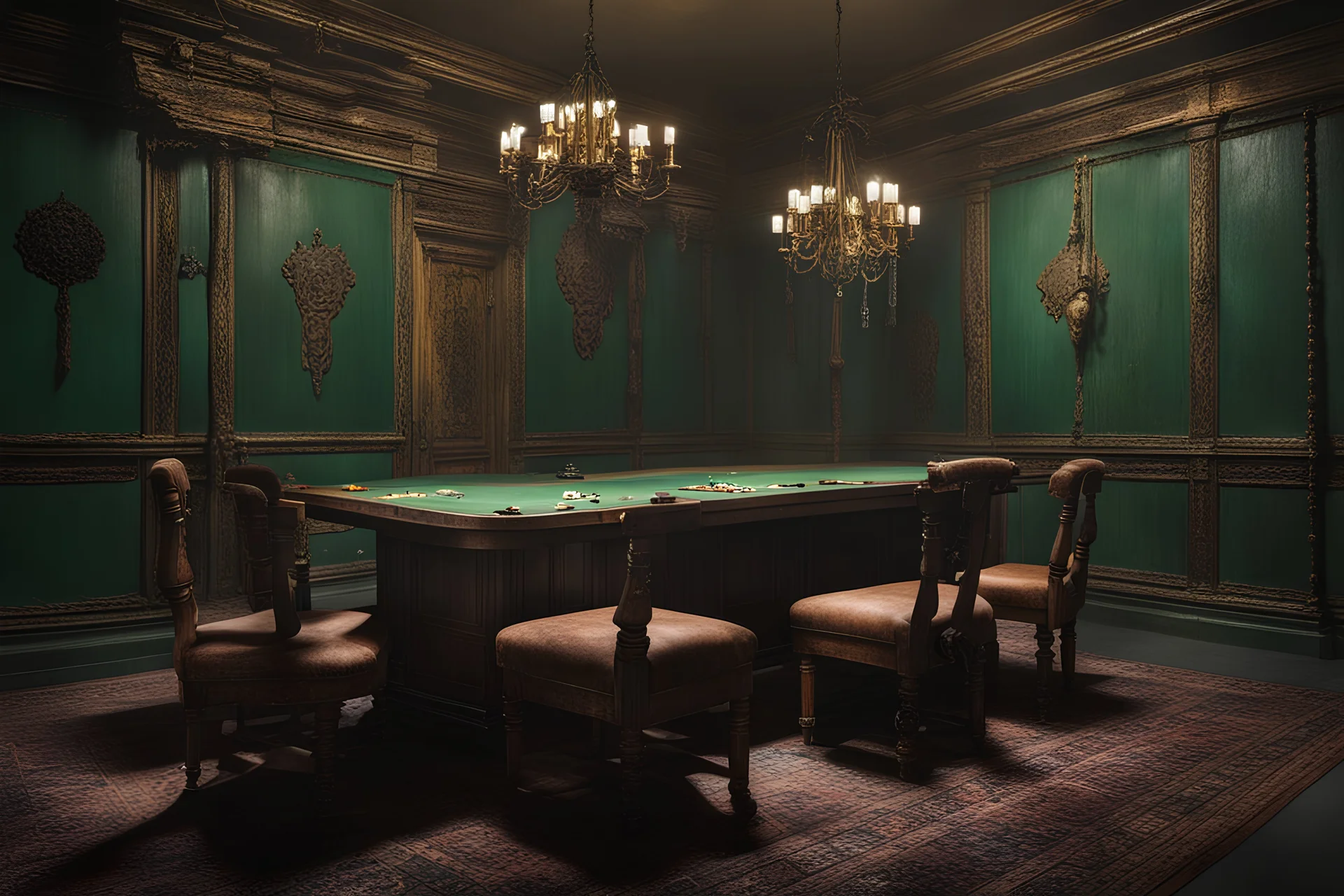 A secrect hidden room, a gambling table in the mid... | Gallery