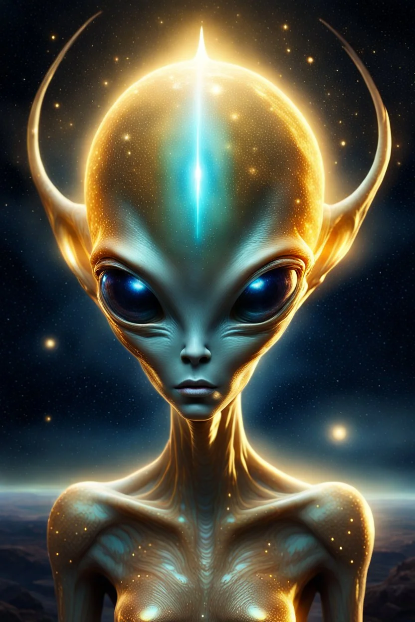 On a starry night, a luminous-skinned alien appear... | Gallery