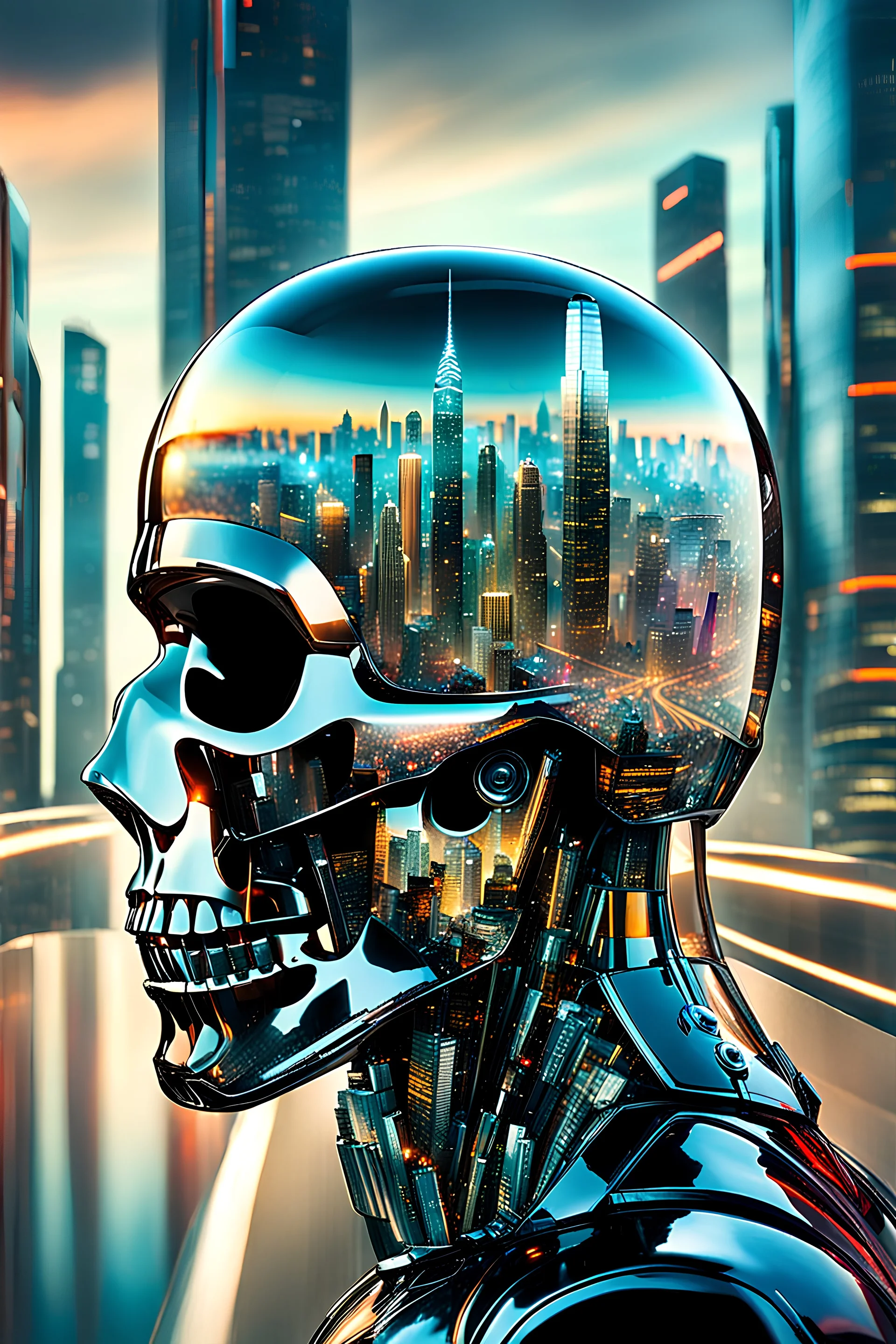 "glass cyborg head harboring a bustling, ..." | Gallery | Stablecog