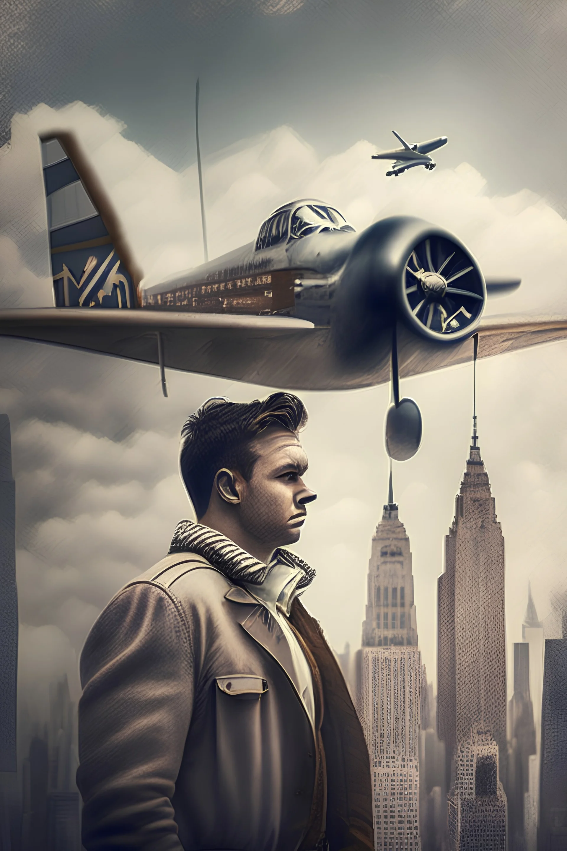 "New York portrait with plane in backg..." | Gallery | Stablecog
