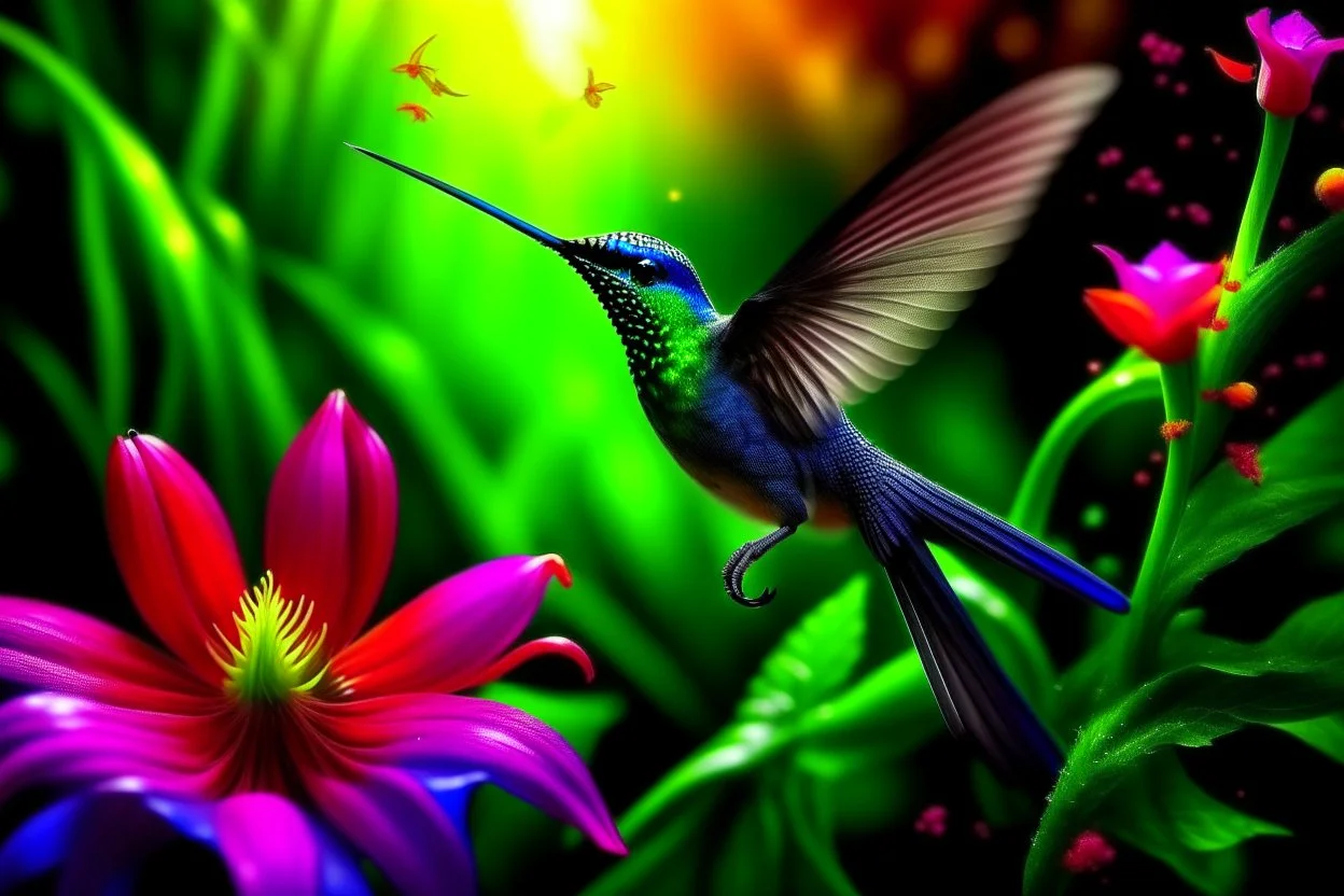 Create a rainbow color hummingbird in high definit... | Gallery
