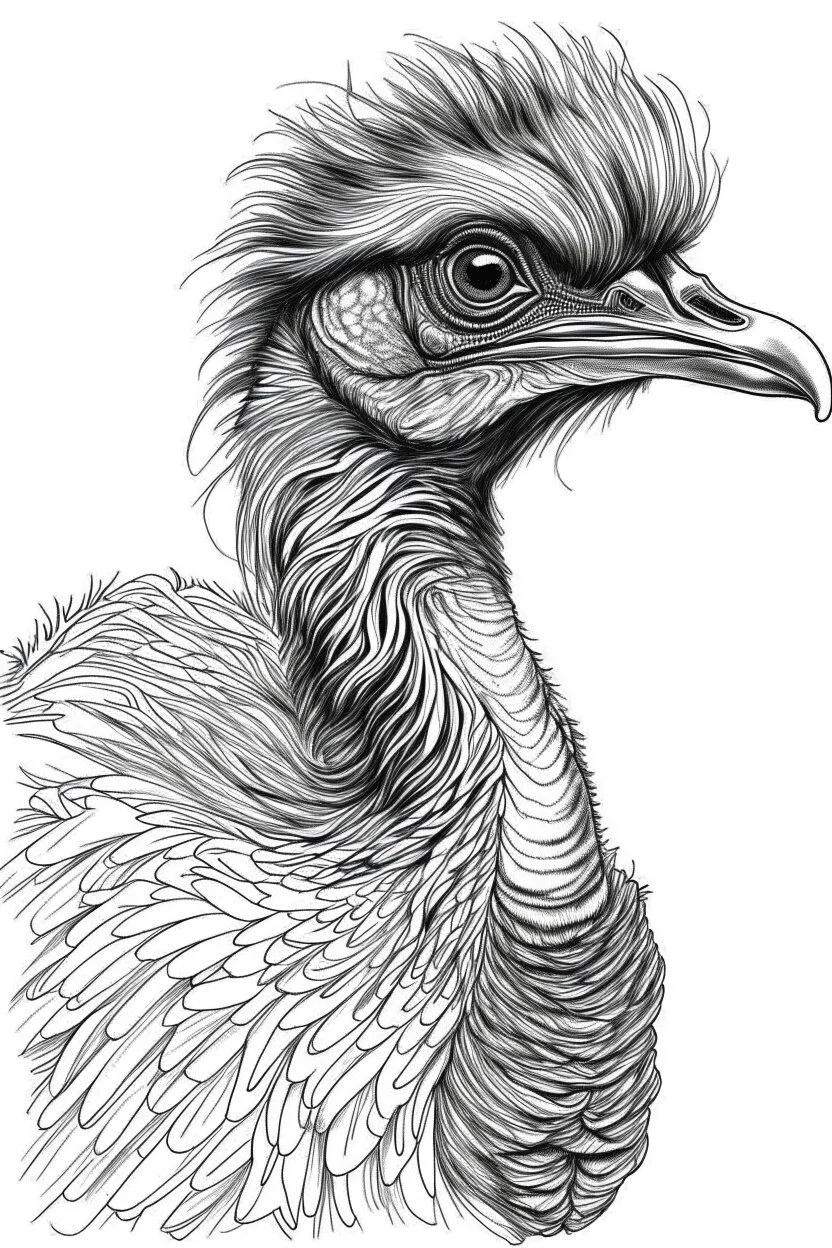 Emu bird color page, white background | Gallery
