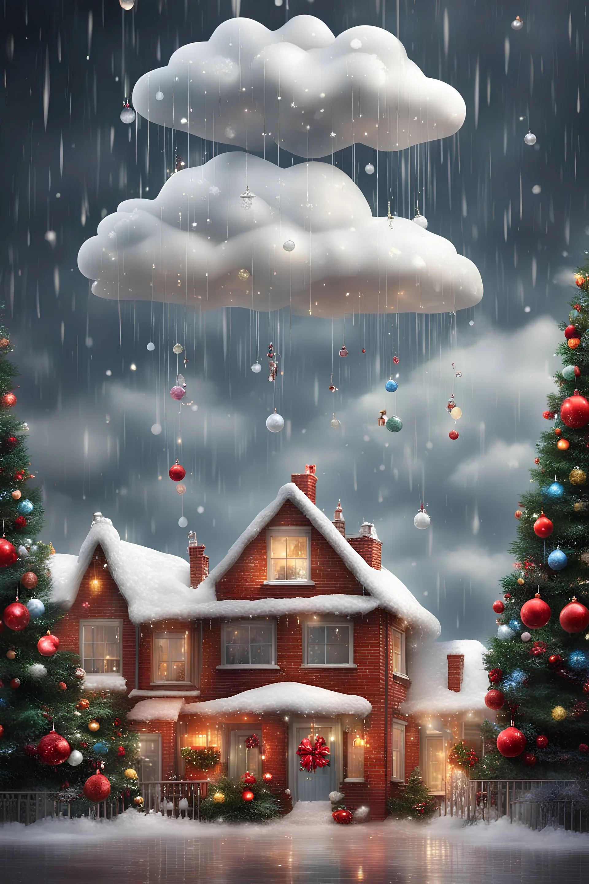 "A cloud raining christmas decorations..." | Gallery | Stablecog