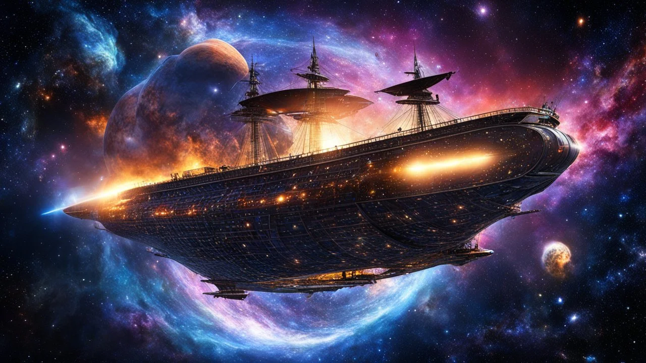 The cosmic pirate ship traverses through a wormhol... | Gallery