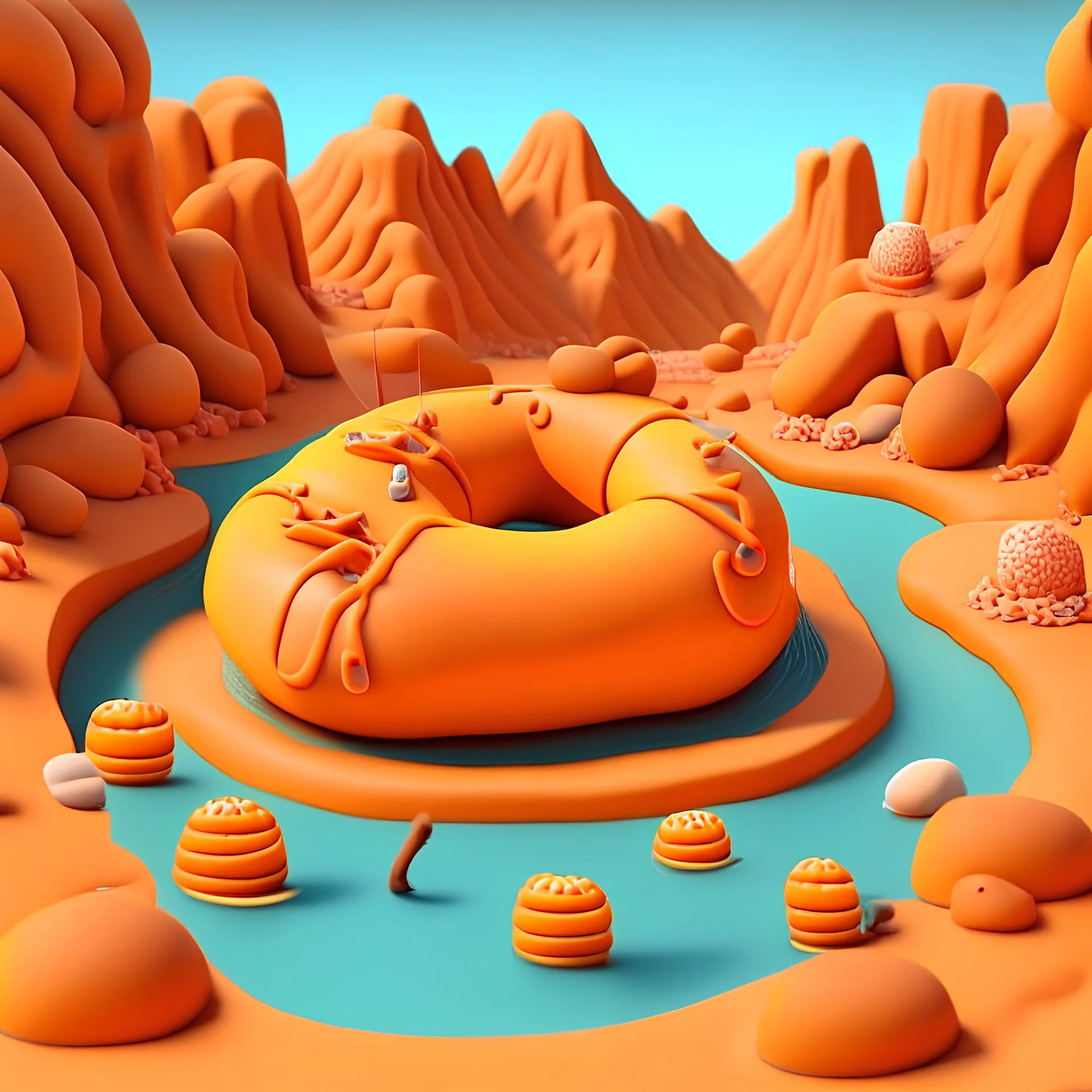 "orange donut river rafting, in 3d cla..." | Gallery | Stablecog