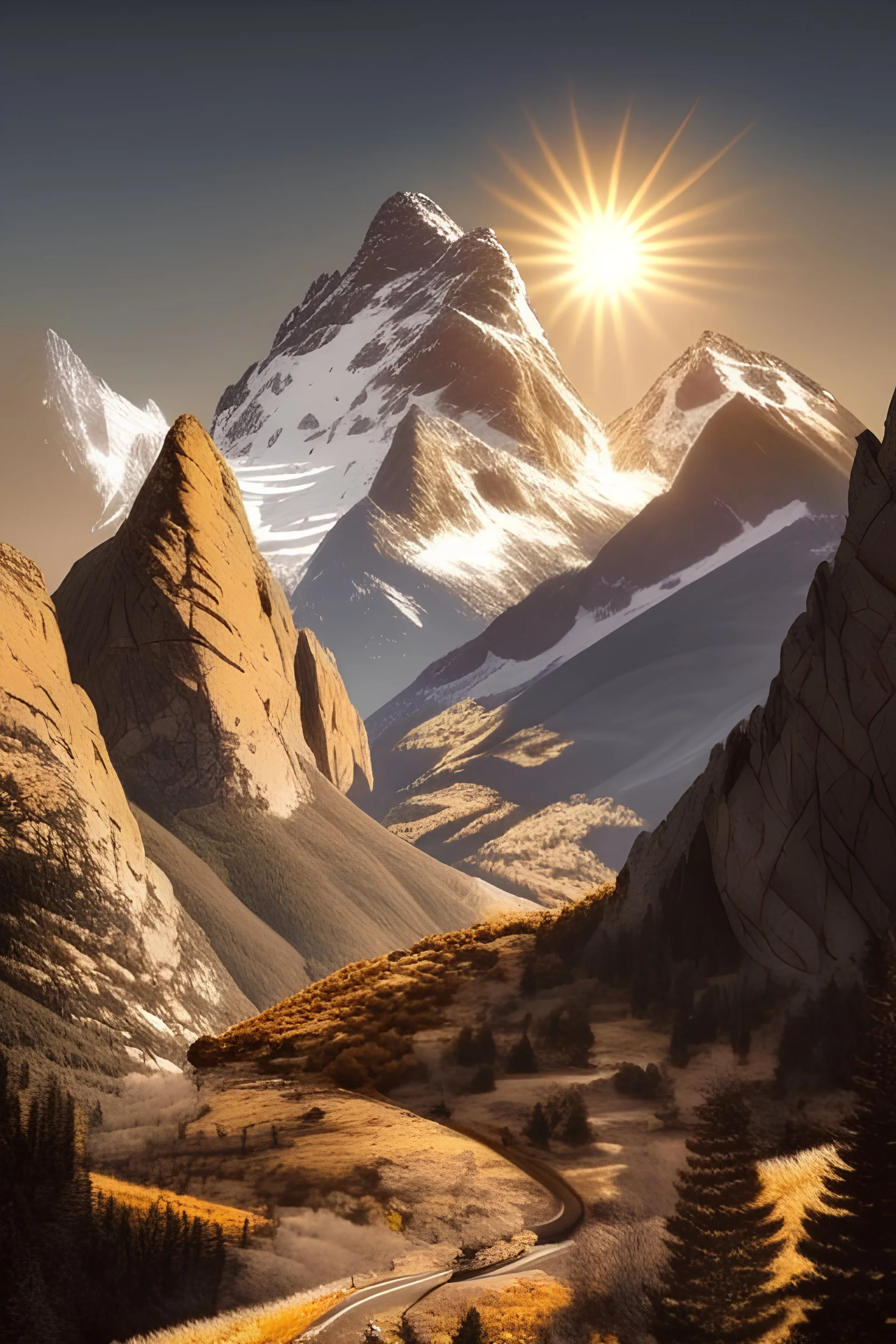 "a mountain landscape in beige-brown t..." | Gallery | Stablecog