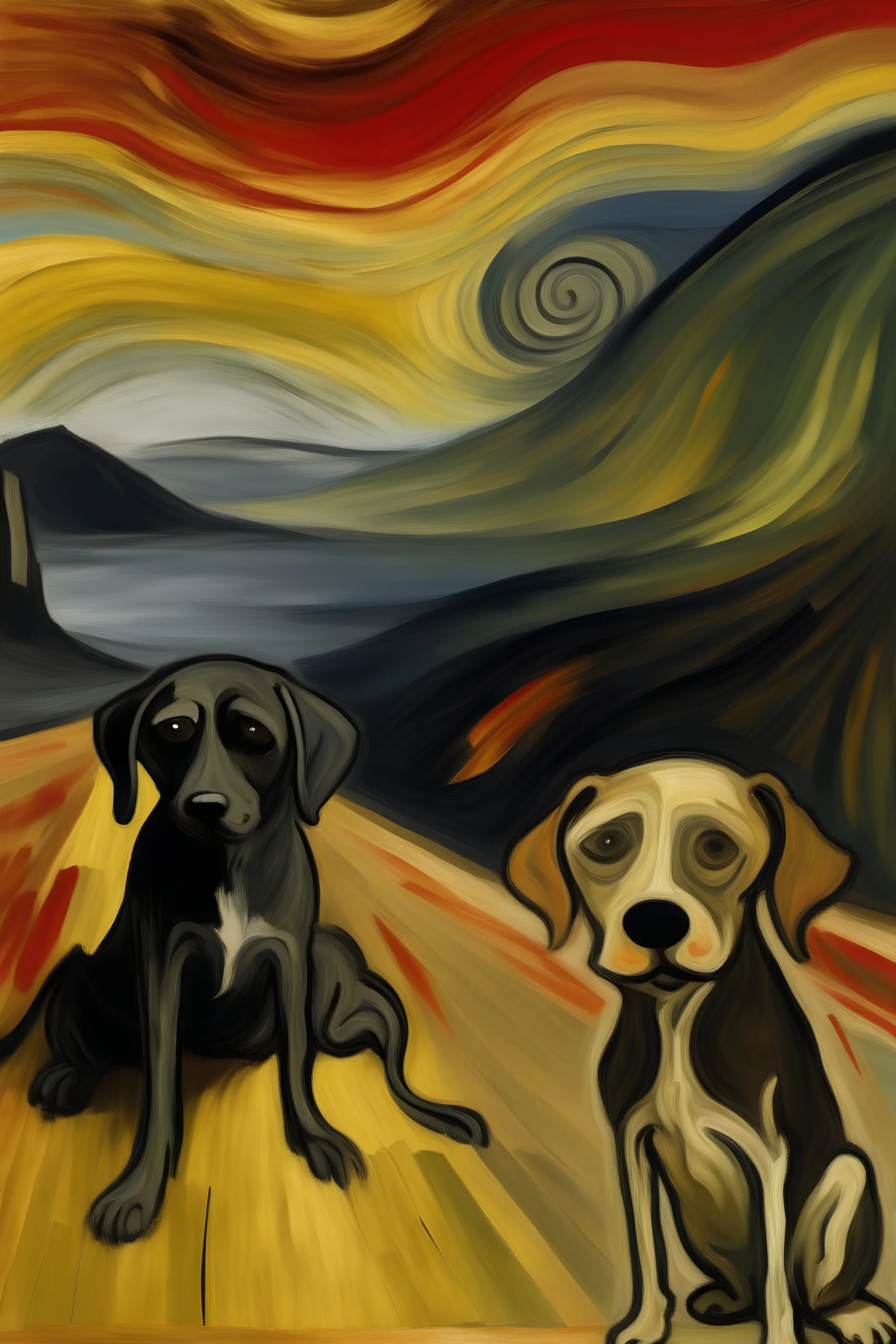 "a version of "Skrik" of Munch with a dog" | Gallery | Stablecog