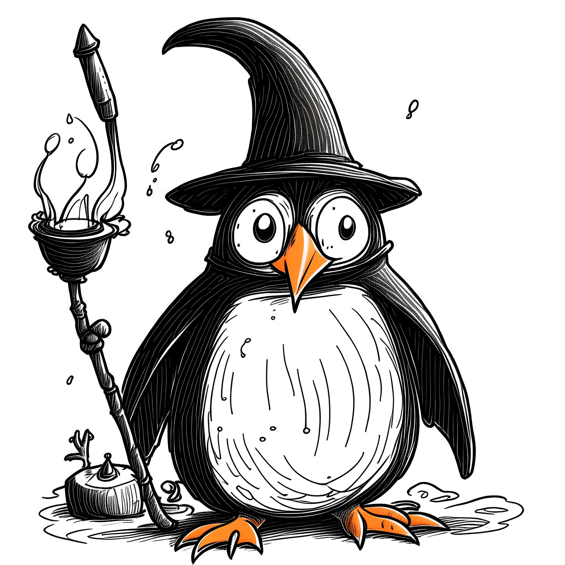"penguin witch drawing" | Gallery | Stablecog