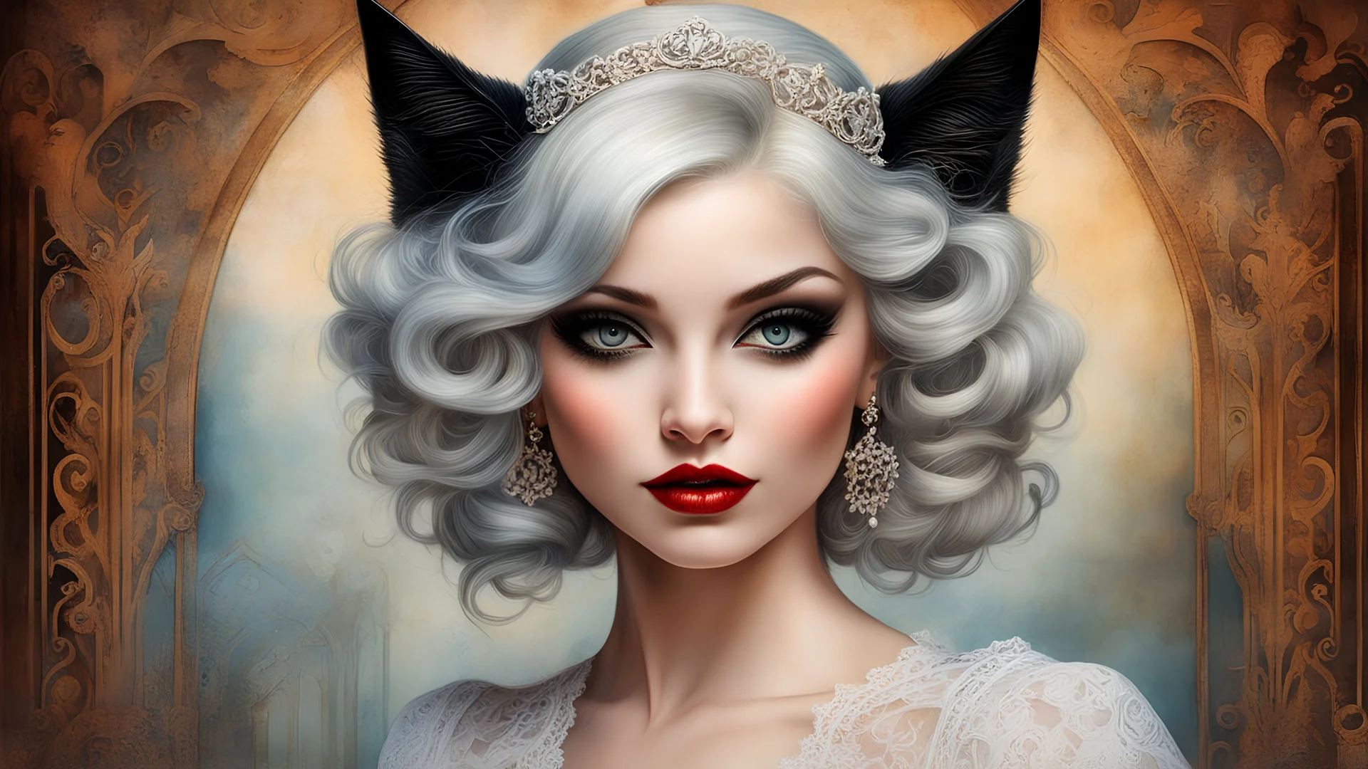 "Cute girl cat pin up art, ethereal, a..." | Gallery | Stablecog