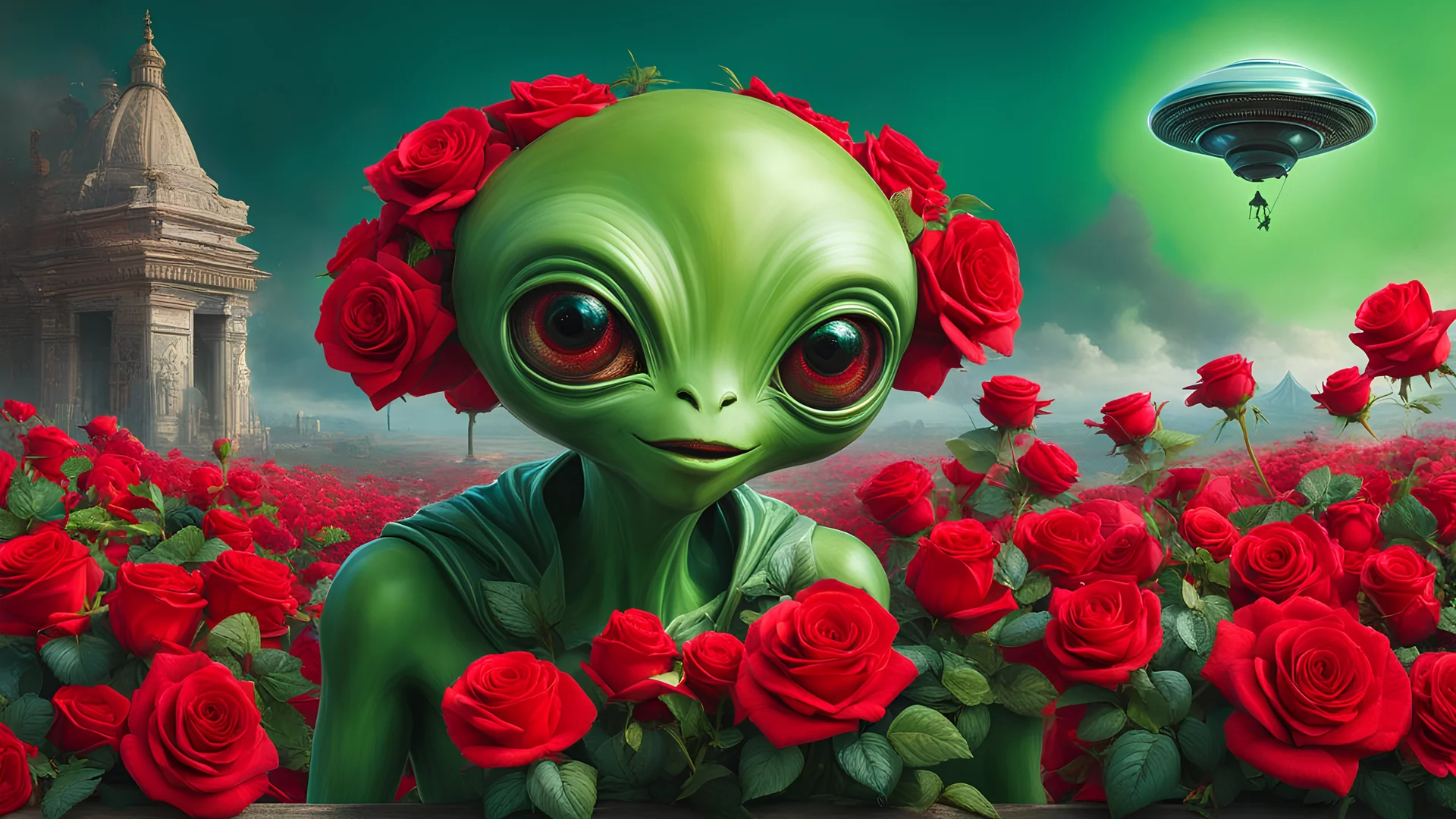 "A cheerful green alien with huge slan..." | Gallery | Stablecog