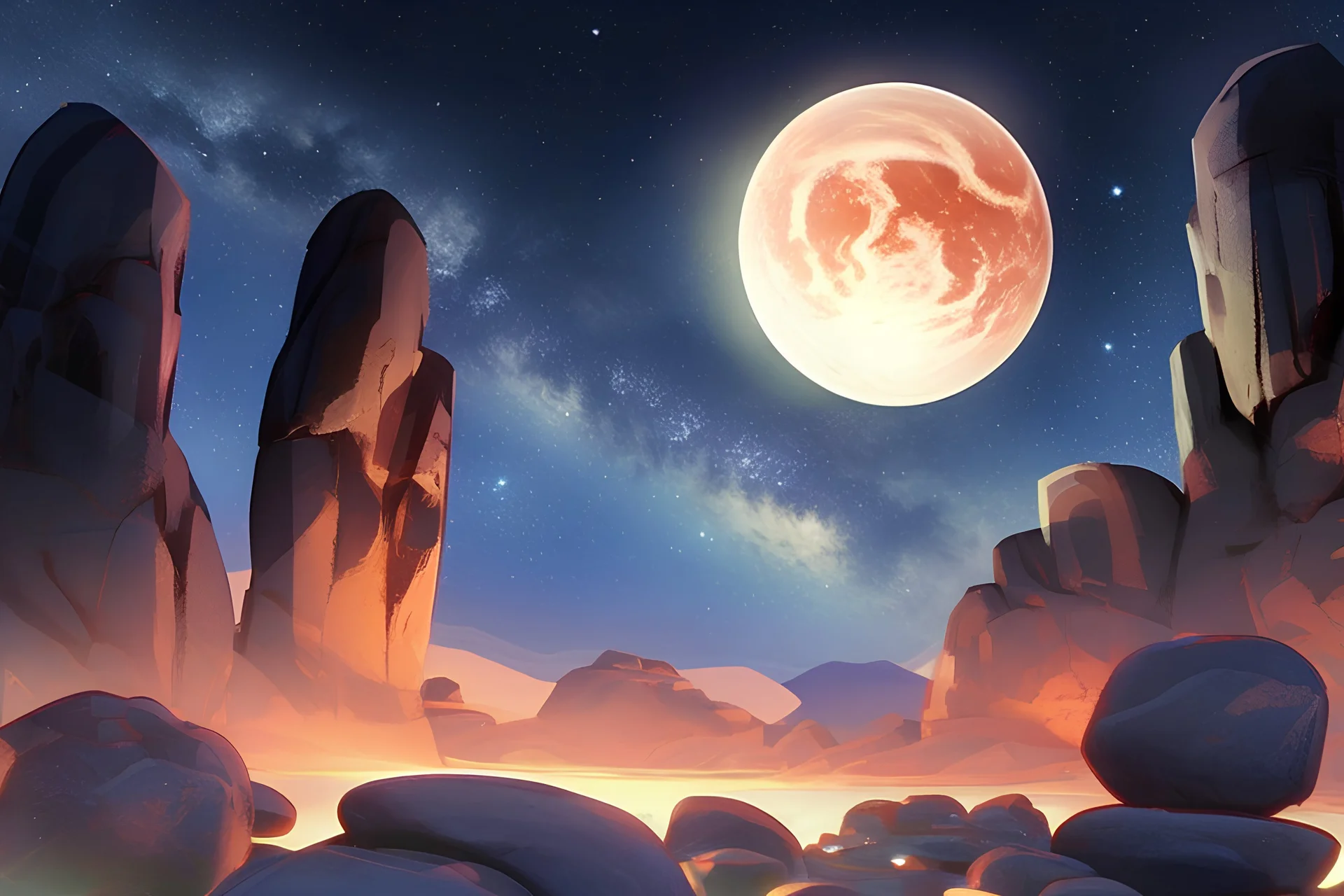 "rocks, night, planet in the sky, moun..." | Gallery | Stablecog