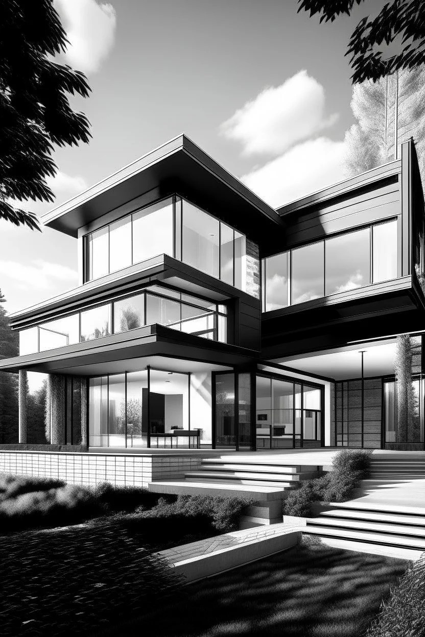 "black and white architectural rendering ..." | Gallery | Stablecog