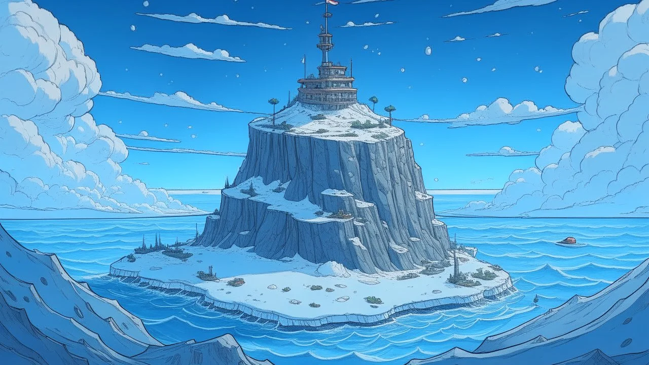 Lonely snow island in icy sea drawn by studio ghib... | Gallery