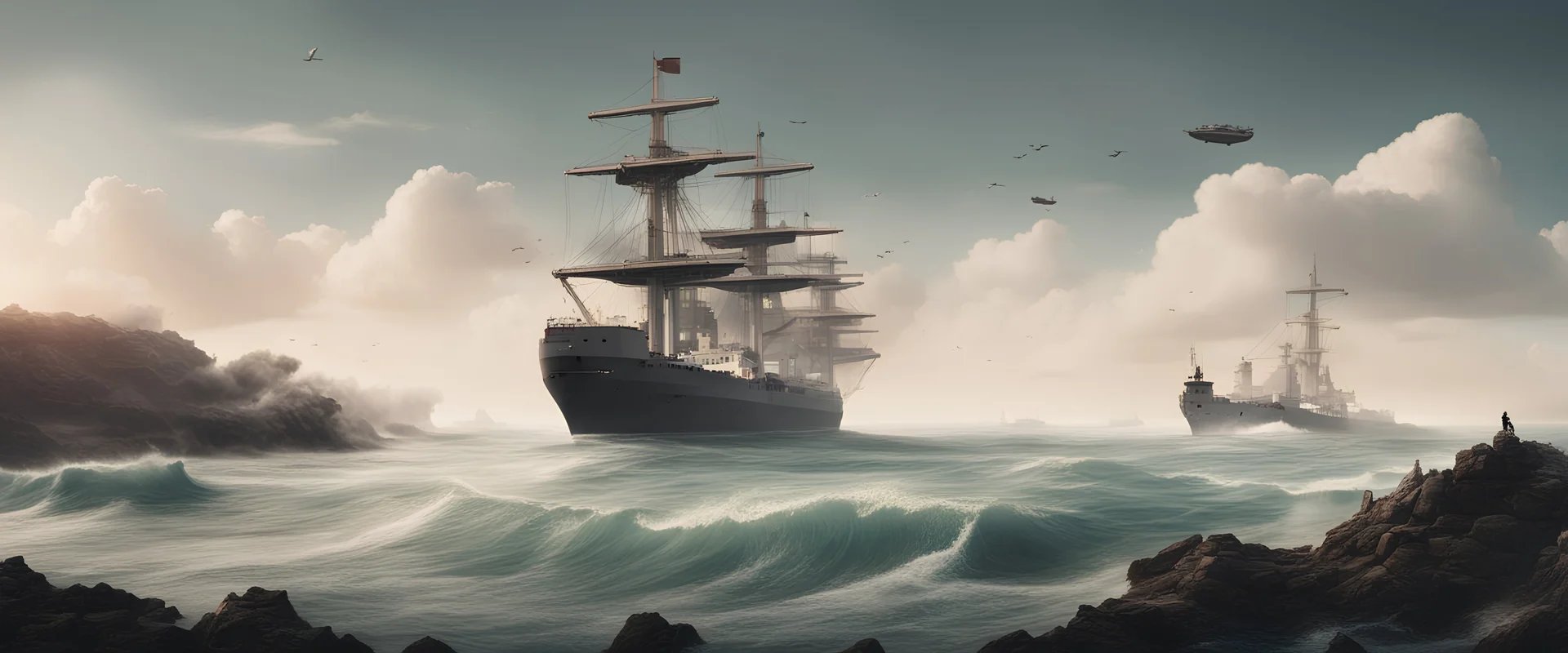 "generate a landscape where ships are ..." | Gallery | Stablecog