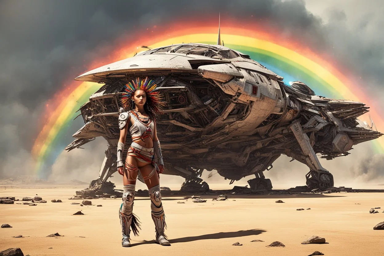 Beautiful girl with rainbow eyes, tribal warrior, ... | @Viper02222