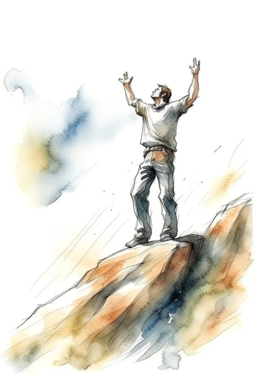 "The man reaches up. watercolor drawing" | @Yul on Stablecog