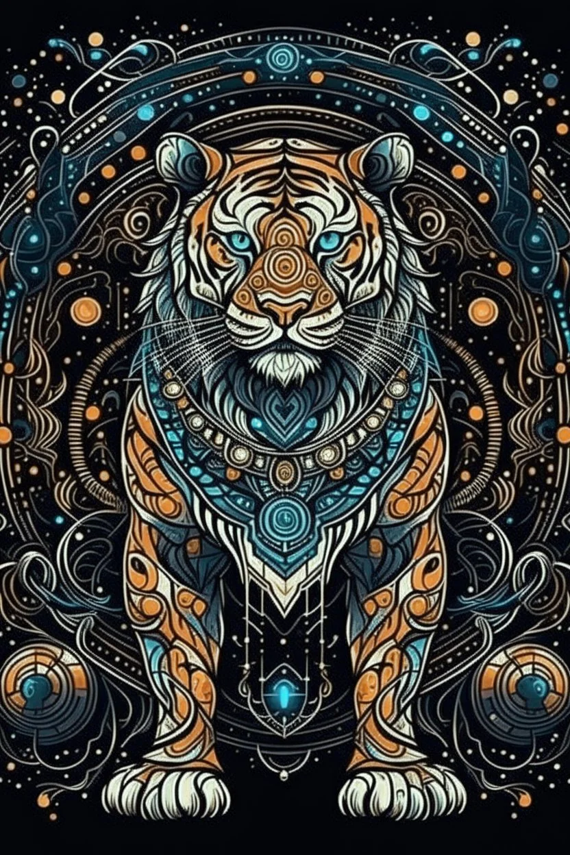 Illustrate an Astral Tiger in a cosmic desert, ble... | Gallery