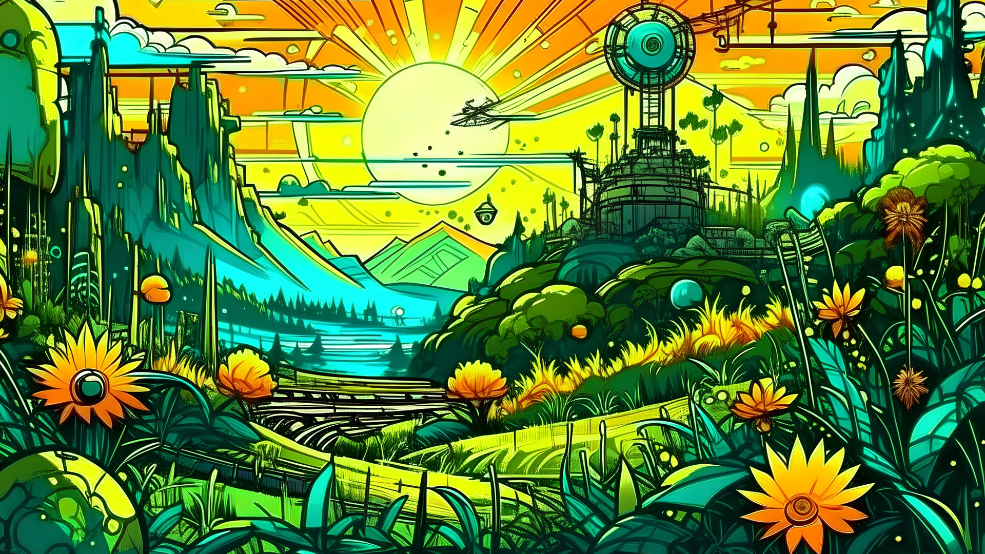 "bright solar punk happy nature scenery" | Gallery | Stablecog