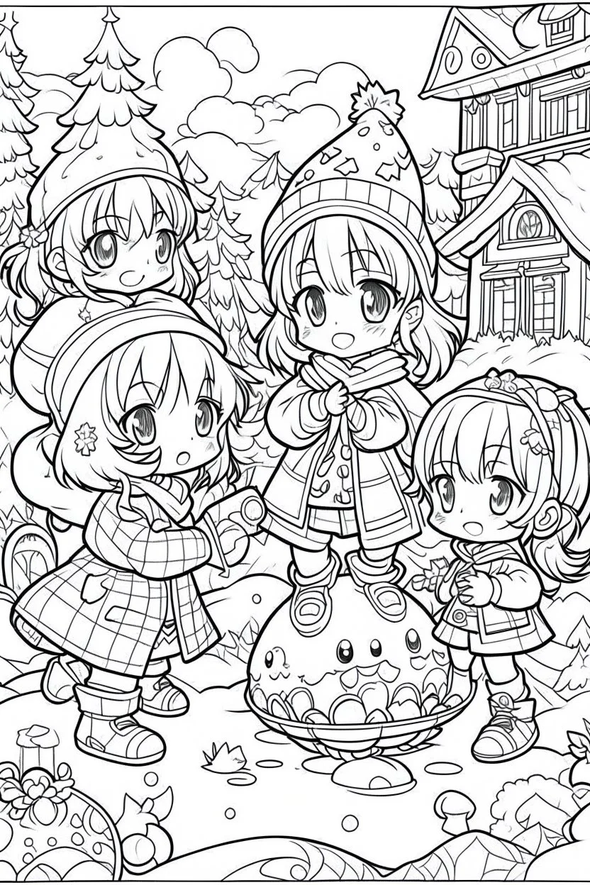 "A winter-themed coloring book page featu..." | @marty2shoes on Stablecog