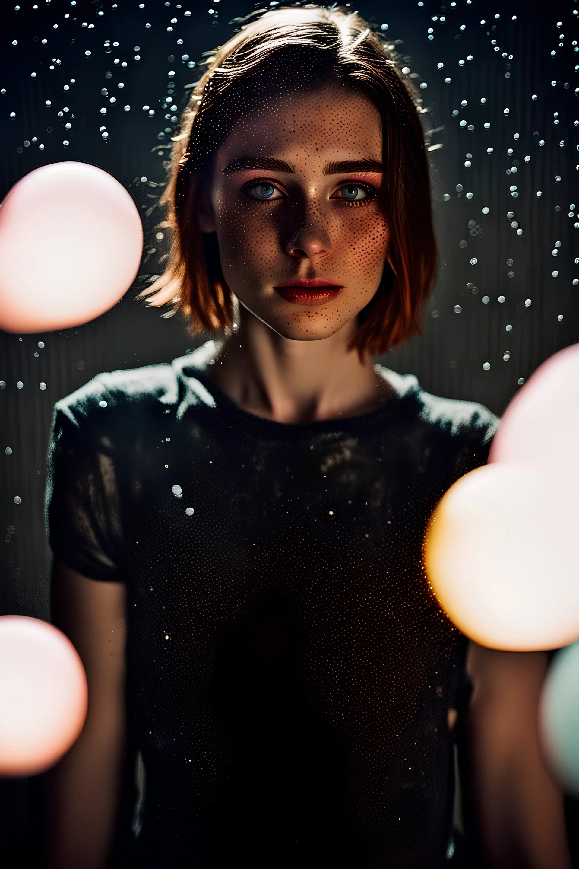 Beautiful girl, freckles, bubble goth, flickering ... | Gallery