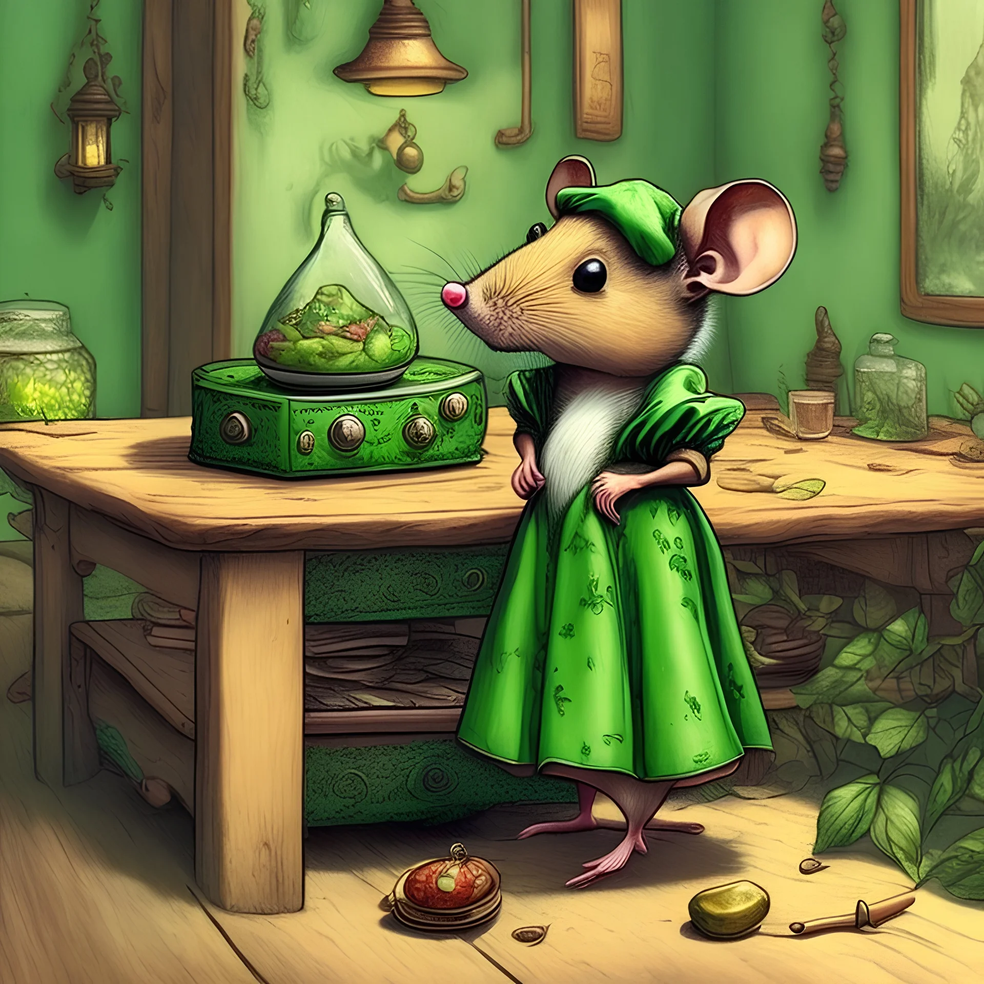"a wholesome mouse in a green dress is..." | Gallery | Stablecog