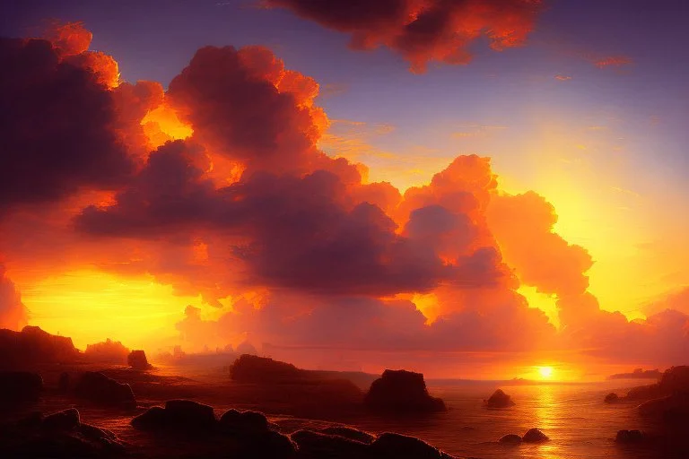 "Sunset ,clouds by poussin" | @hardcore on Stablecog