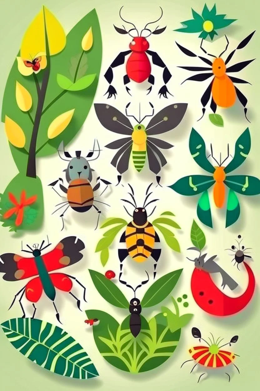 A lot of insects in paper cut style | Gallery
