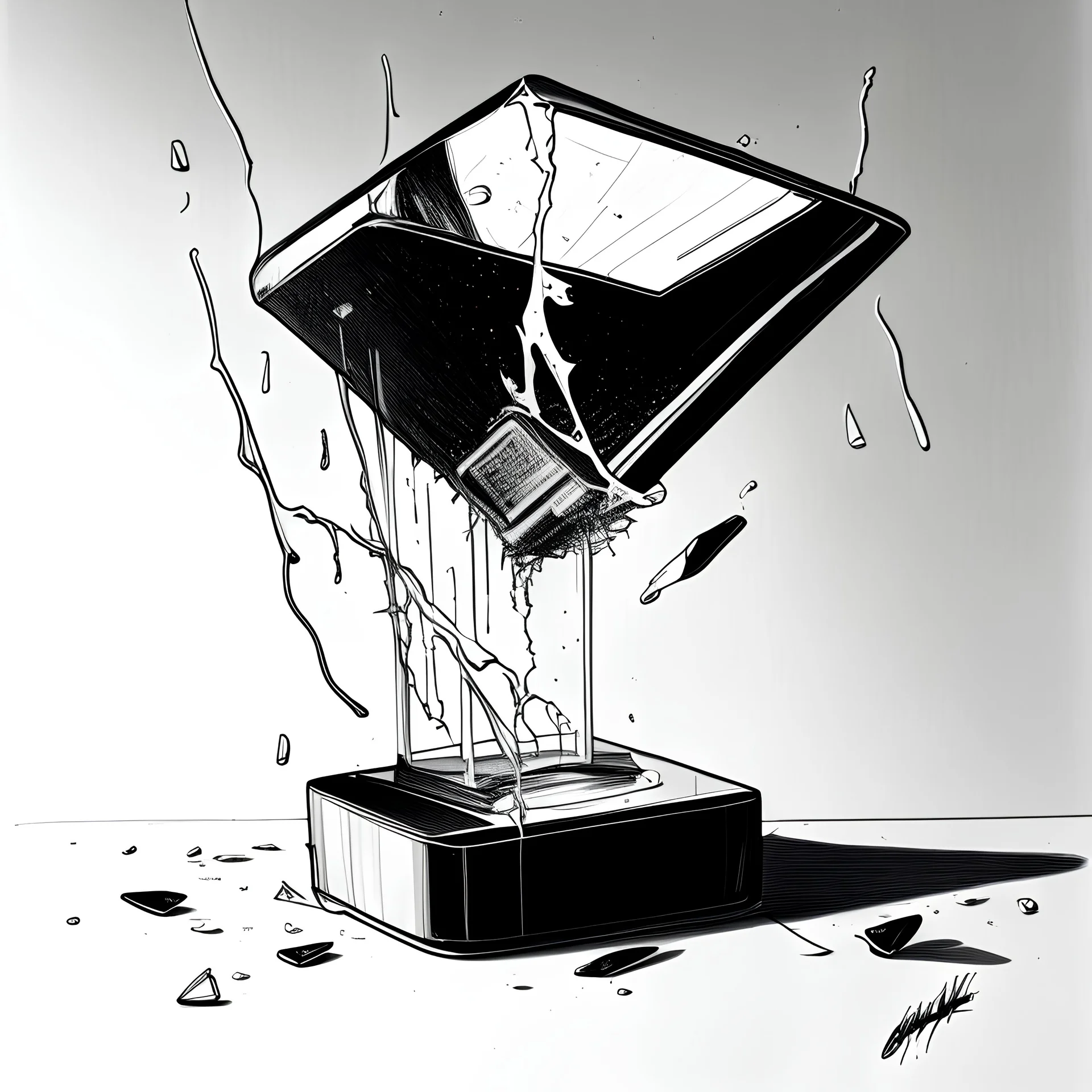 "Drawing of a glass falling on top of ..." | Gallery | Stablecog