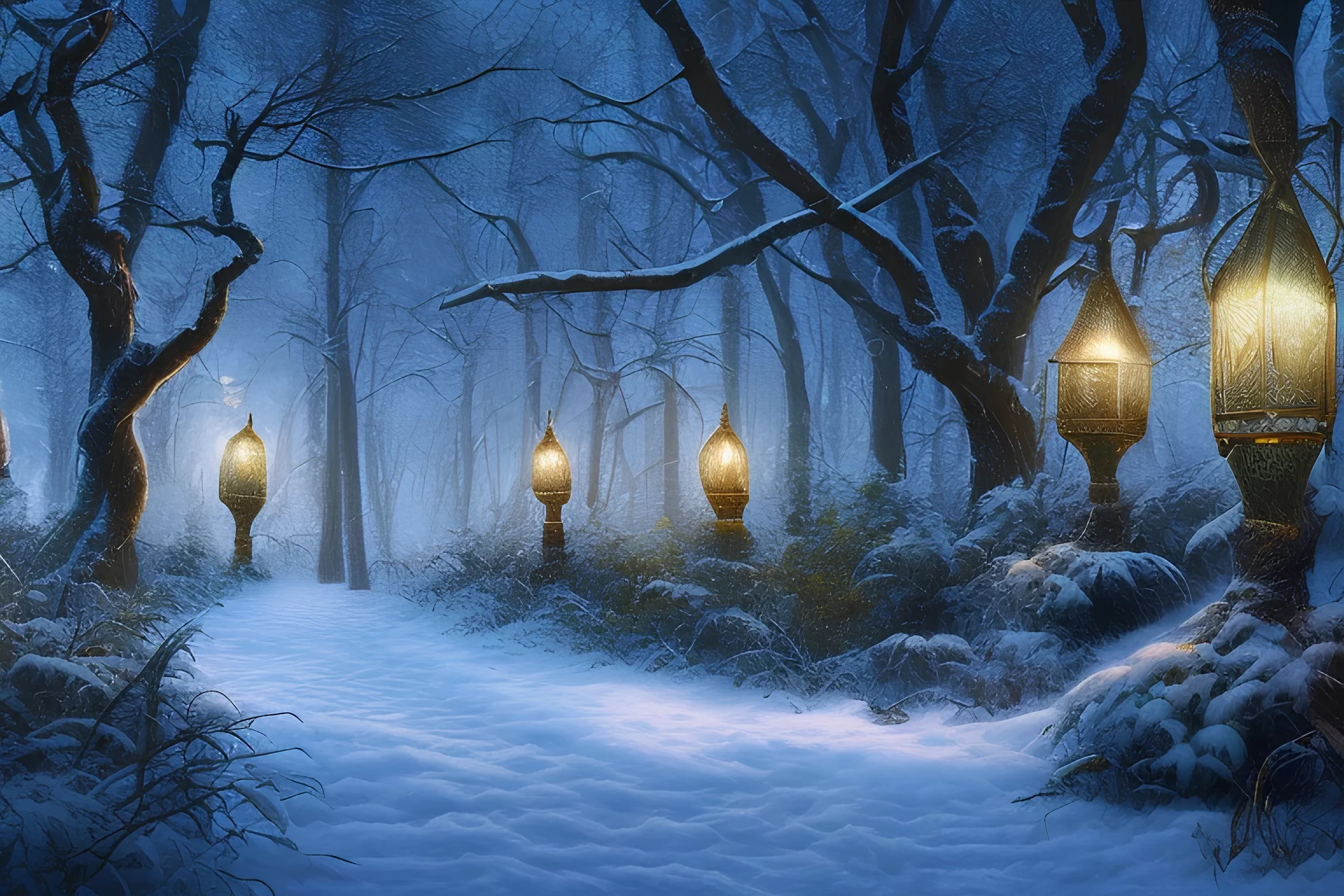 "FOREST LANTERN WINTER PATH FALL" | Gallery | Stablecog