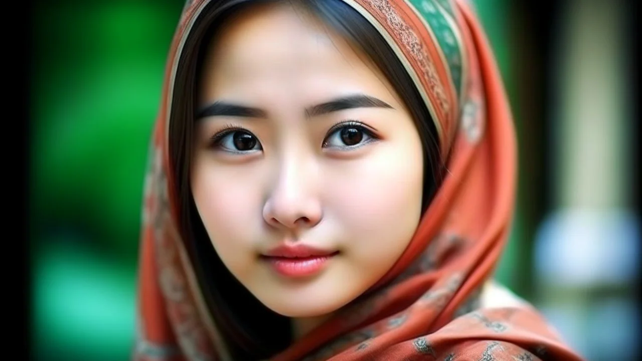 "Pretty muslim girl, chinese face," | @MinkasSalam25 on Stablecog