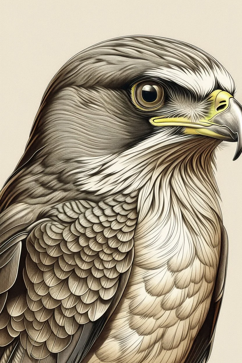 A drawn portrait picture of a falcon bird, staring... | Gallery