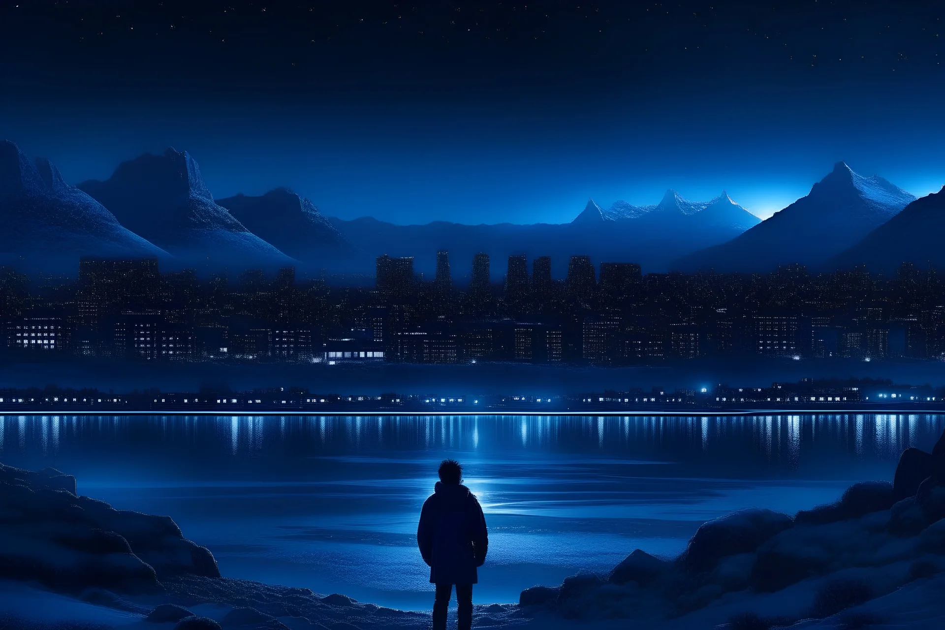 "city, night, winter, ice, mountains, ..." | Gallery | Stablecog