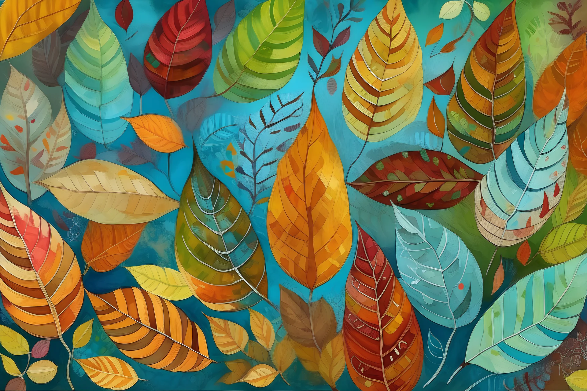 Painting of boho autumn leaves | Gallery
