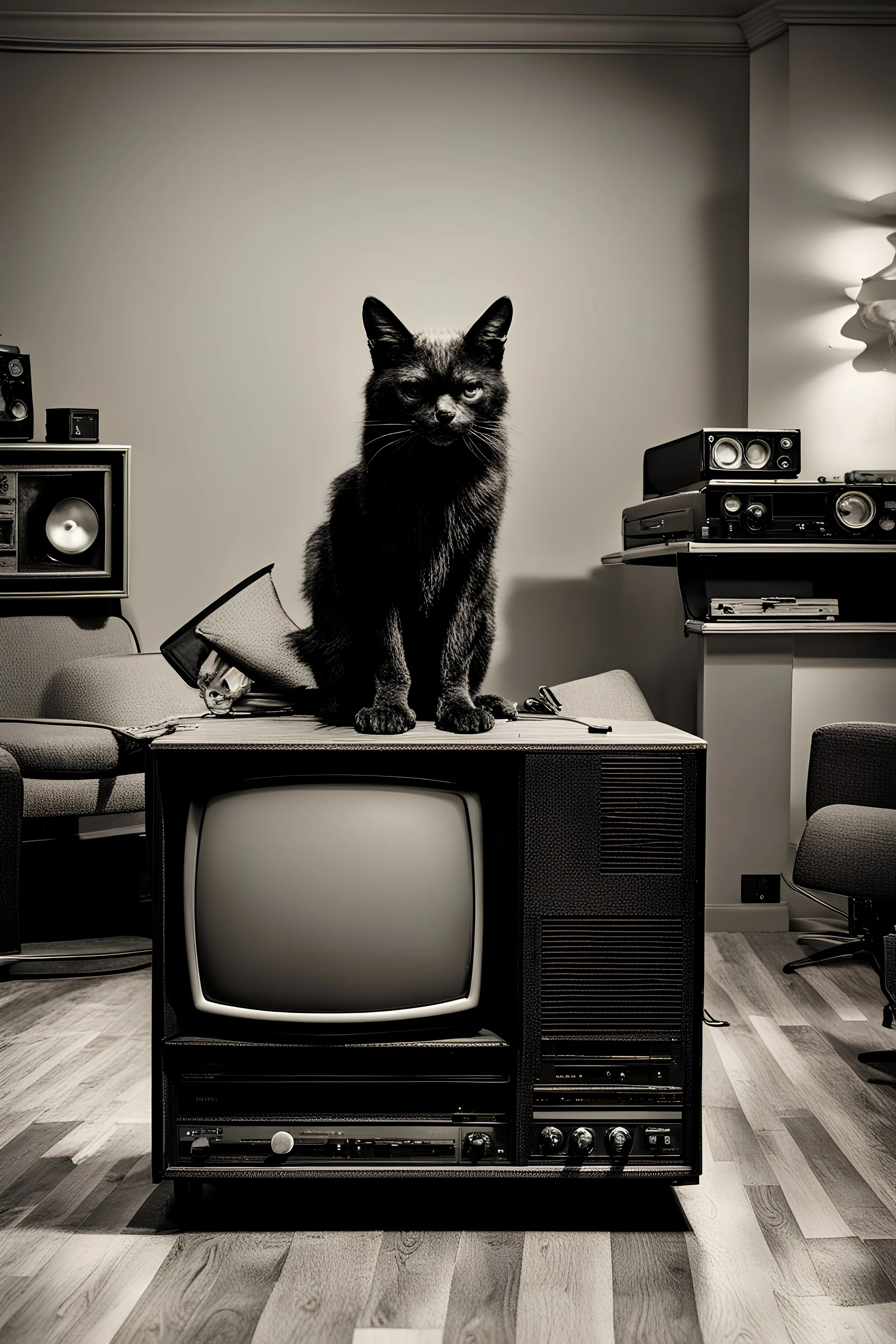 "a black and white photo of a scary tr..." | Gallery | Stablecog