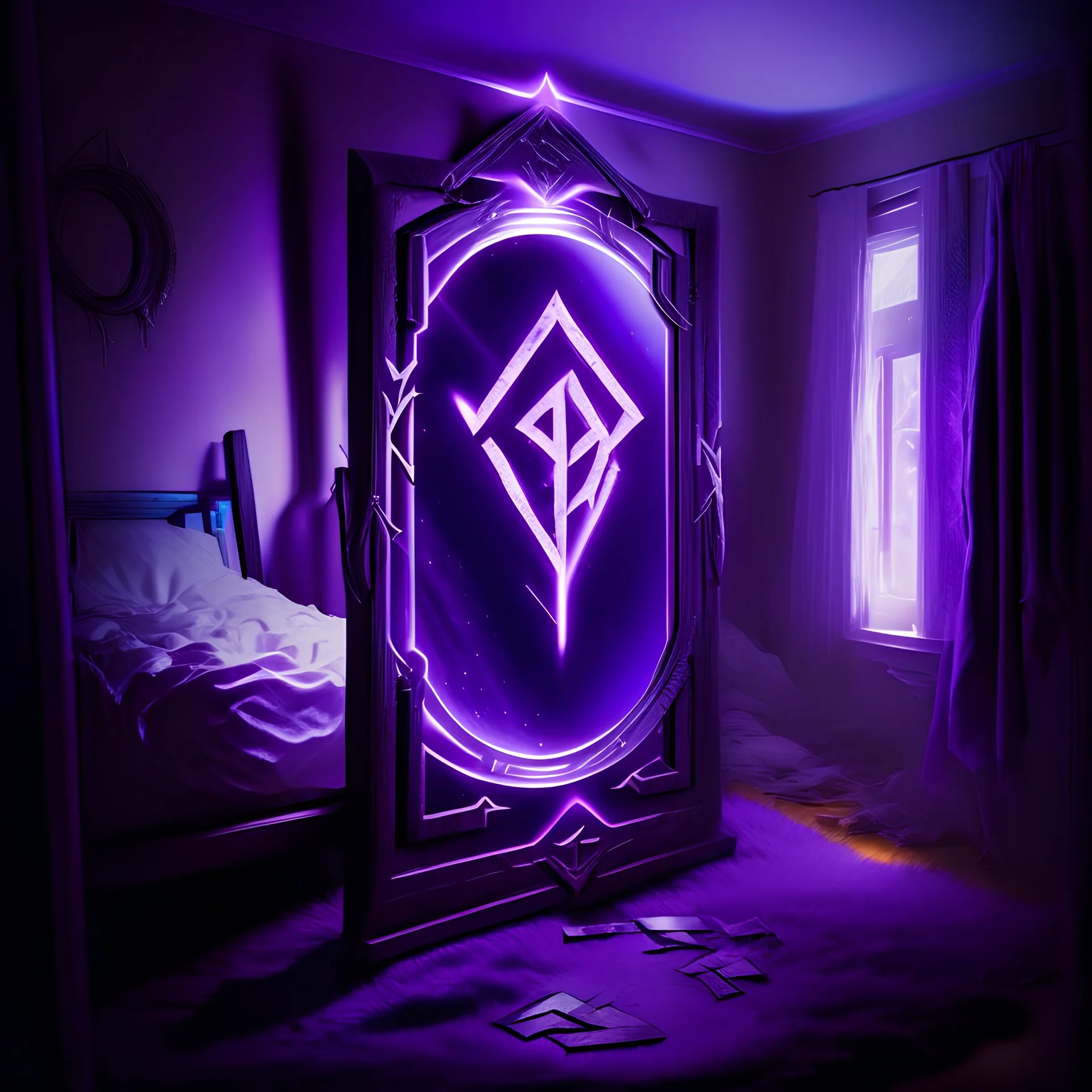 "A magical mirror with a purple glowin..." | Gallery | Stablecog