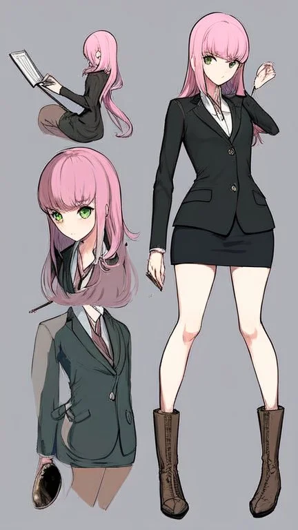 "Girl's full body figure with pink longha..." | @Hyunra on Stablecog