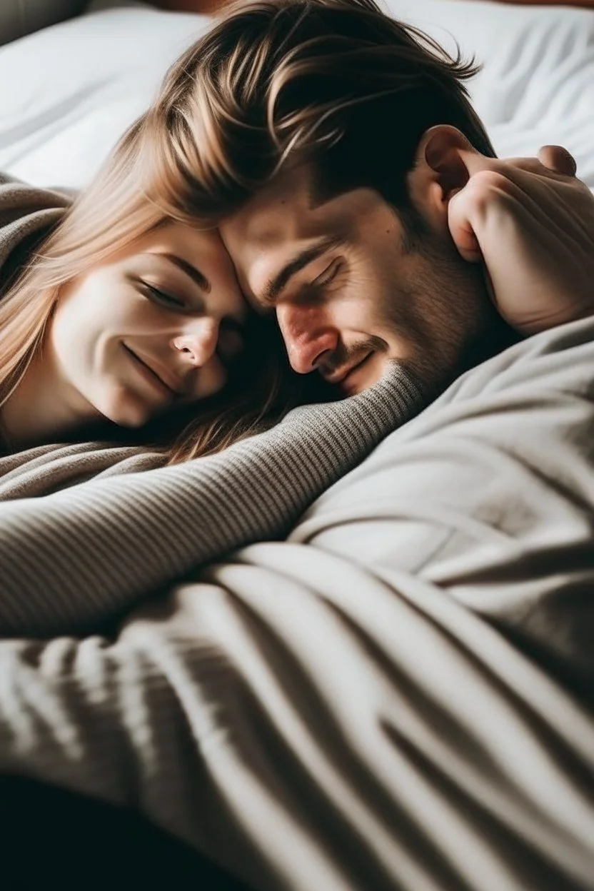 "hugging someone while laying down in bed" | @matter on Stablecog