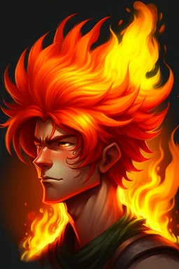 "Male fire genasi fire hair" | @Palarran on Stablecog