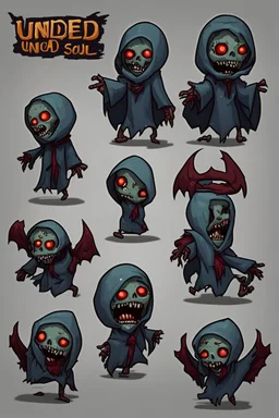 Cute undead soul sprite sheet for animation (idle,... | @bugulma