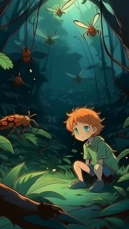 "an anime boy at middle of dark forest" | @laeya on Stablecog