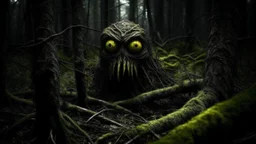 A fearsome shaggy creature with yellow eyes stared... | Gallery